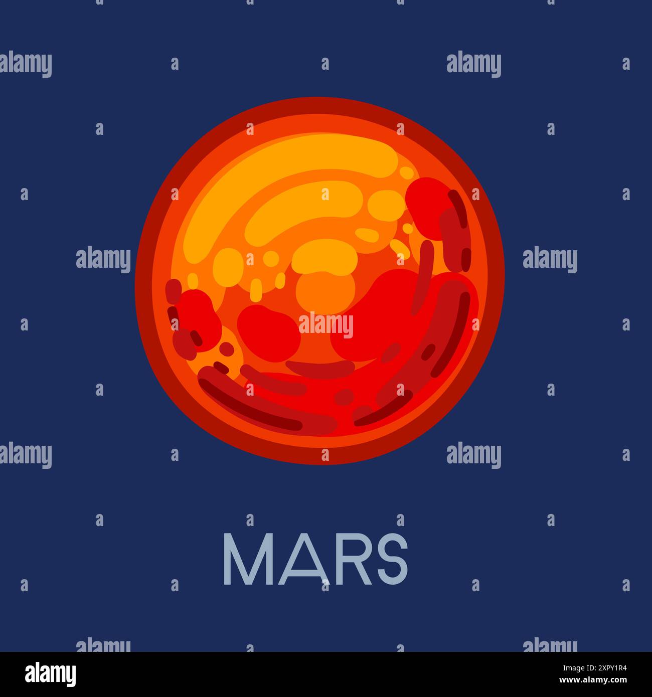 Bright Mars planet with title. Solar system planet with iconic red ...