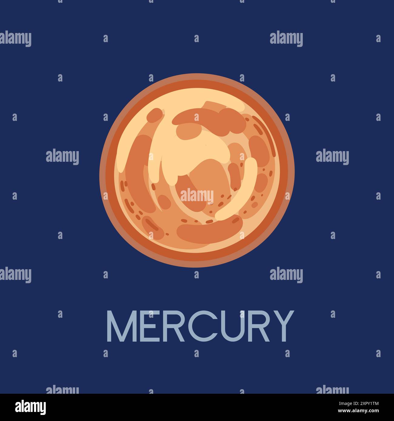 Bright Mercury with a title. A solar system planet with dynamic swirls ...