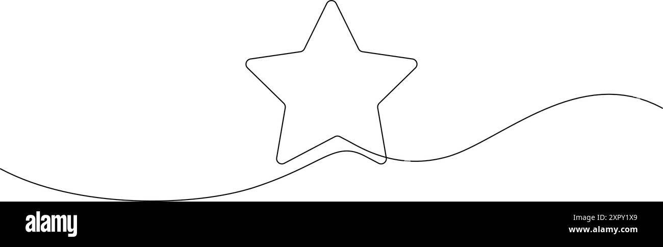 Hand drawn doodle star in continuous line art style. Single line vector ...