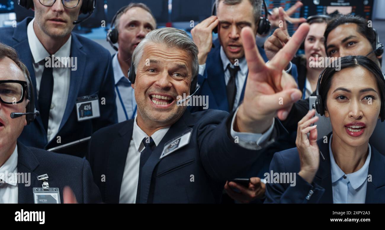 Stock Exchange Professionals Communicating in an Open Outcry Method on ...