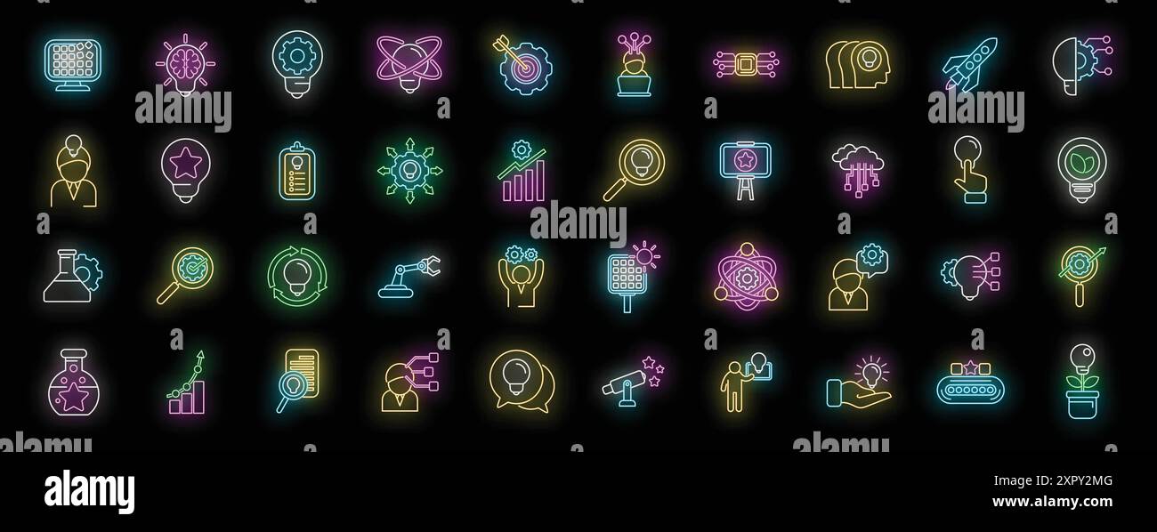 Commitment to innovation icons set outline vector. Passion integrity ...