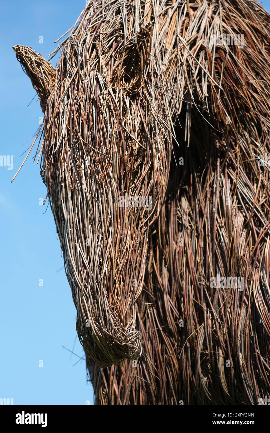 Wicker shire horse on display in Kirkcudbright Dumfries and Galloway ...