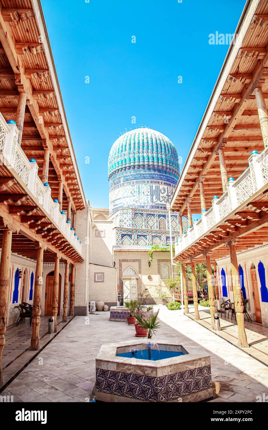 Hotel with view of Bibi Khanum Mosque. Samarkand, Uzbekistan - June 20 ...