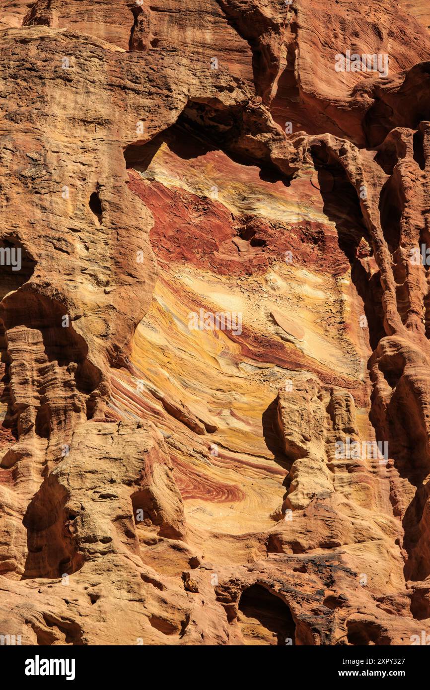 Unusual sandstone structures and colors in the Wadi Musa desert in ...