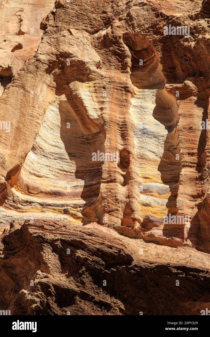 Unusual sandstone structures and colors in the Wadi Musa desert in ...
