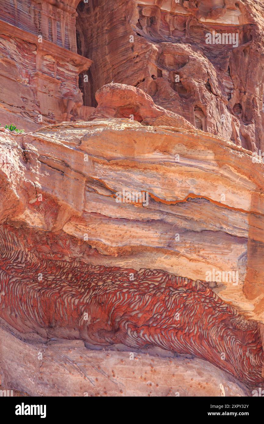 Unusual sandstone structures and colors in the Wadi Musa desert in Jordan Stock Photo - Alamy