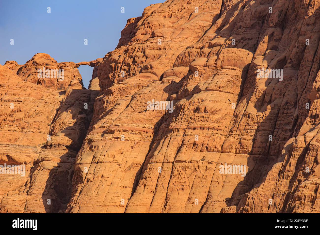 Burdah Rock Bridge. Landscape of the Wadi Rum desert in Jordan Stock ...
