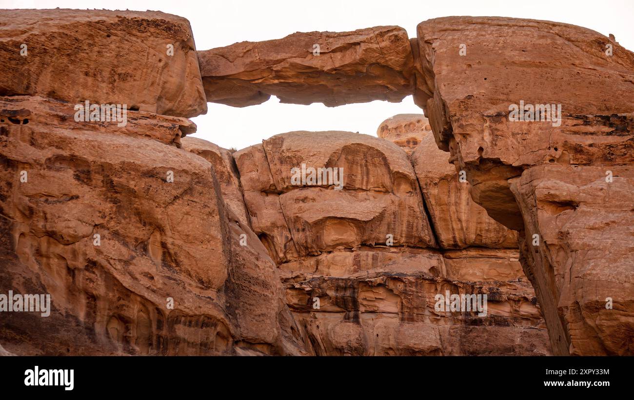 Um Frouth Rock Arch, natural rock bridge in the Wadi Rum Desert, Jordan ...
