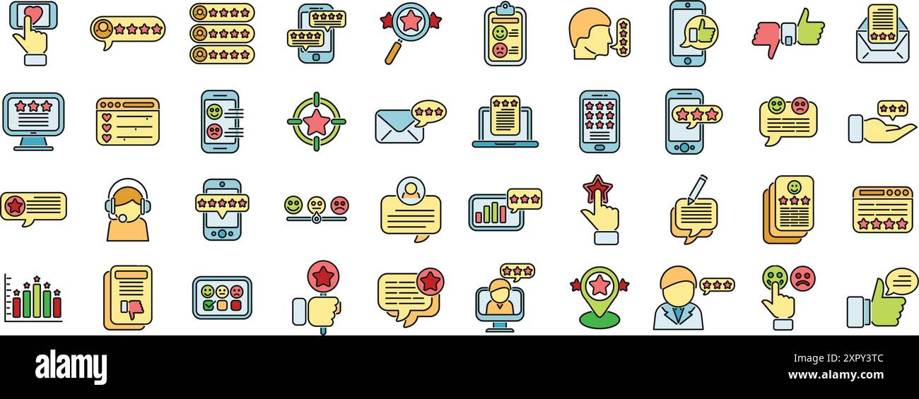 Customer testimonials icons set outline vector. Service review. Client ...