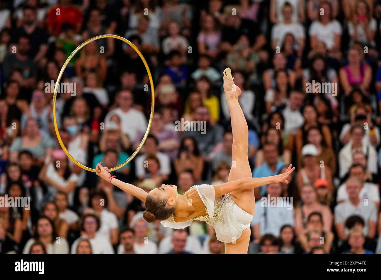 Stiliana Nikolova of Bulgaria performs with the hoop during Individual ...