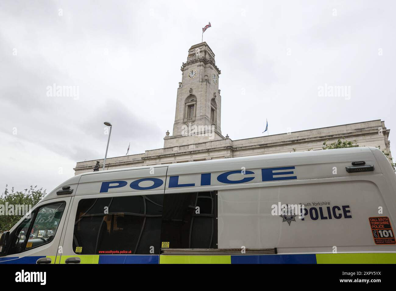 Police arrive during an anti-racism protest, Barnsley, United Kingdom ...