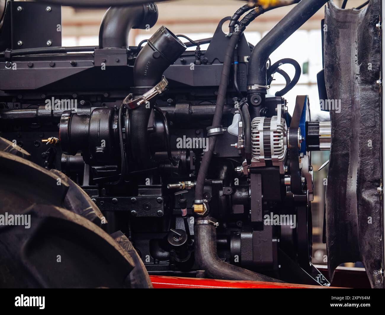 Engine and mechanism of new modern agricultural combine harvester Stock ...
