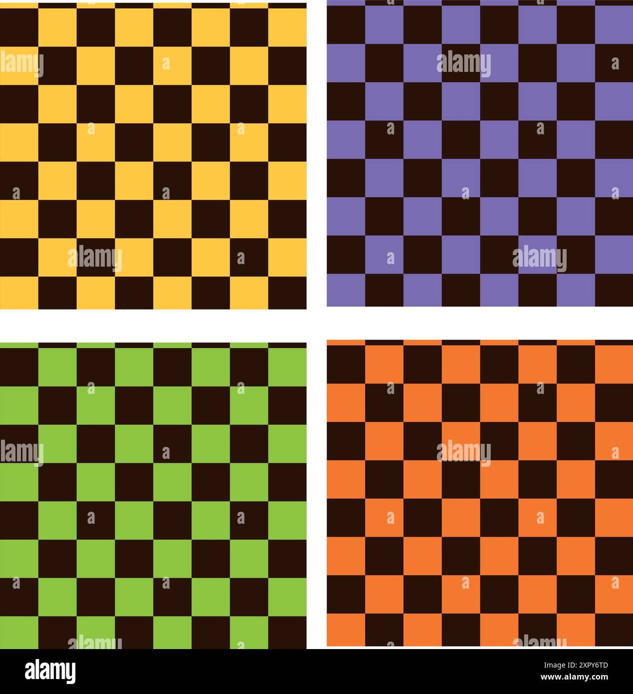 Small Checkerboards 4 seamless pattern collection set in black, purple ...