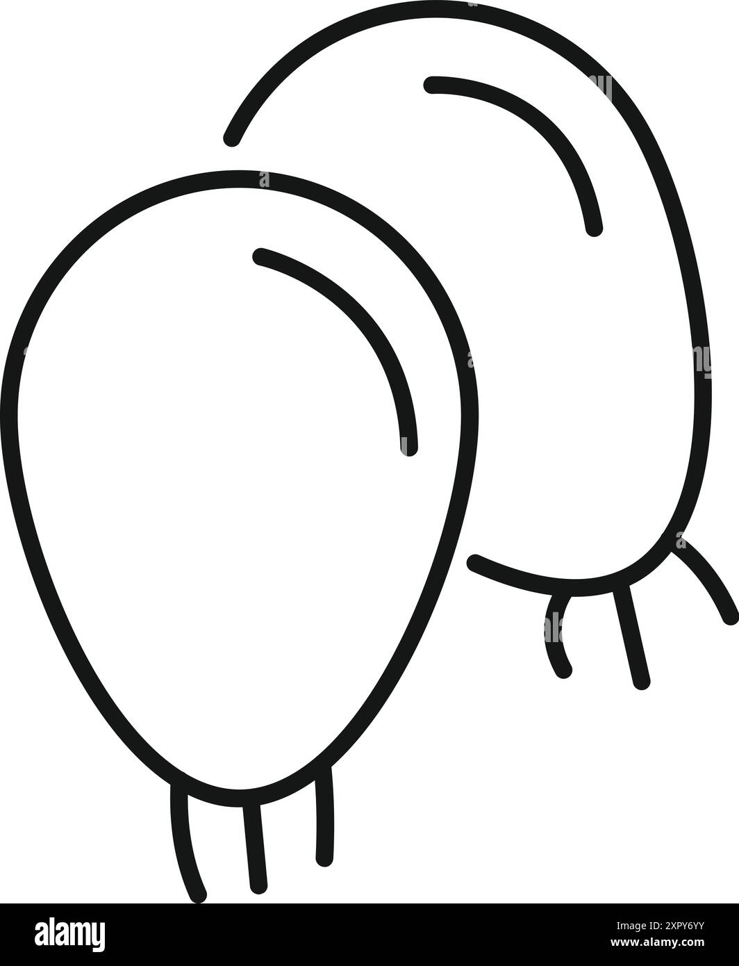 Line drawing of two balloons floating up in the sky, simple ...