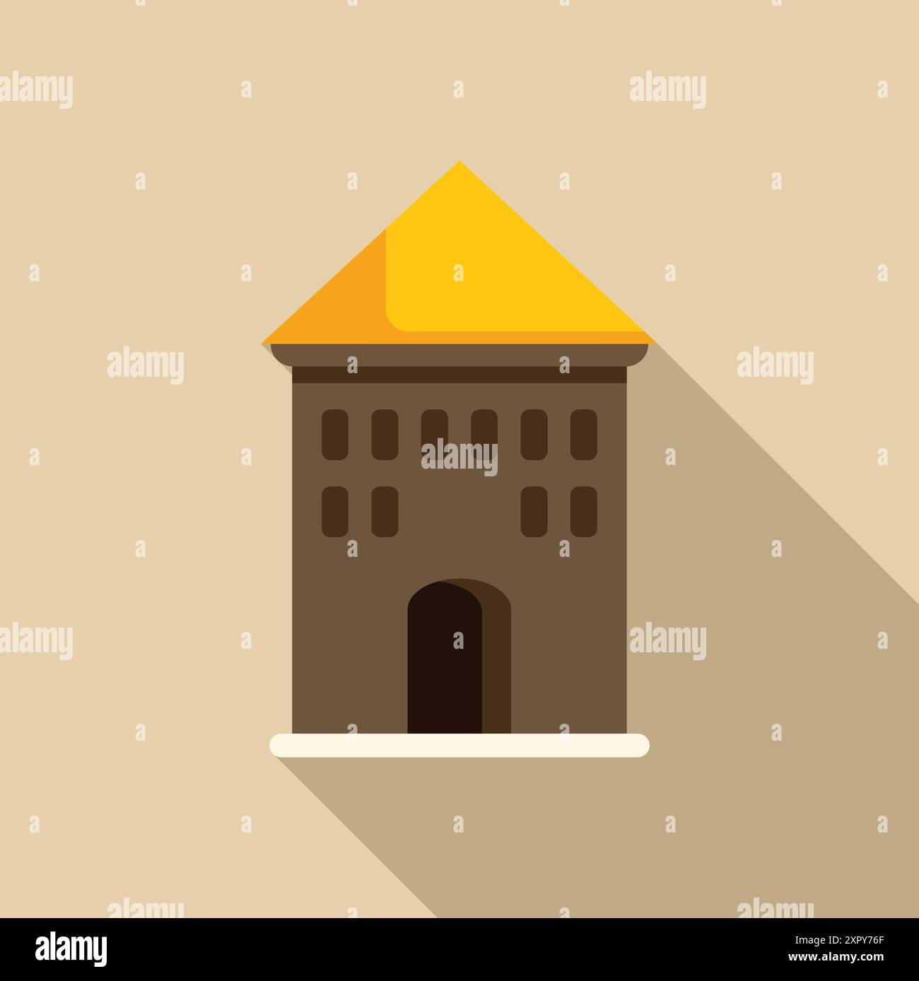 Simple illustration of a building featuring a yellow roof, casting a ...