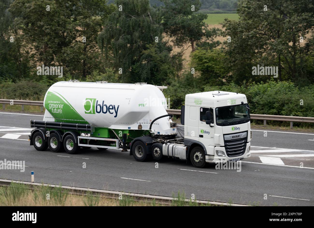 Abbey tanker lorry, M40 motorway, Warwickshire, UK Stock Photo - Alamy