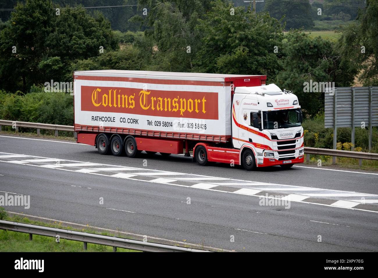 Collins Transport lorry, M40 motorway, Warwickshire, UK Stock Photo - Alamy