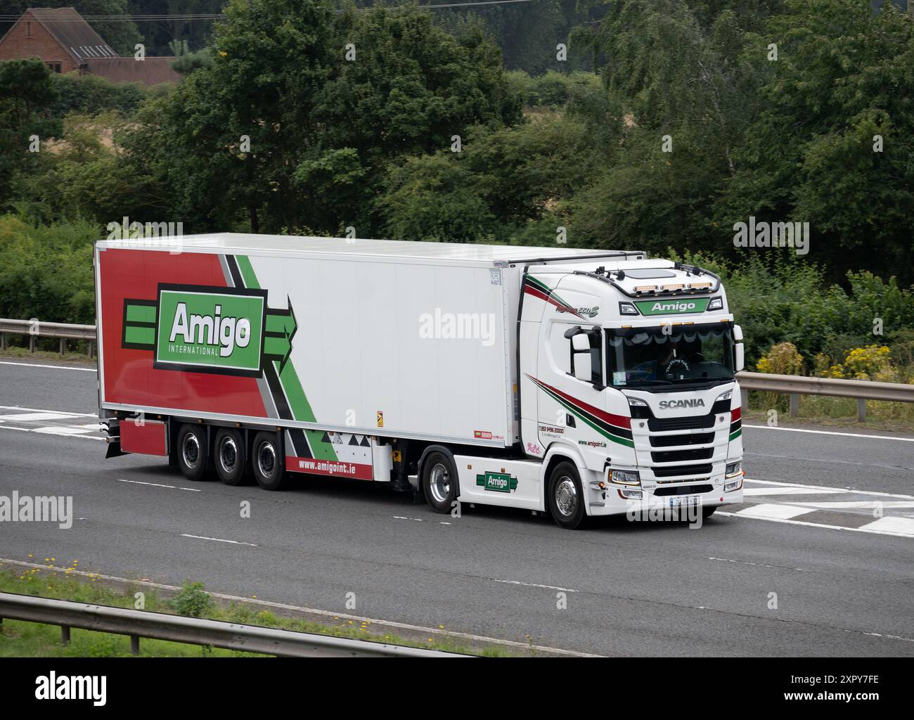 Amigo International lorry, M40 motorway, Warwickshire, UK Stock Photo ...