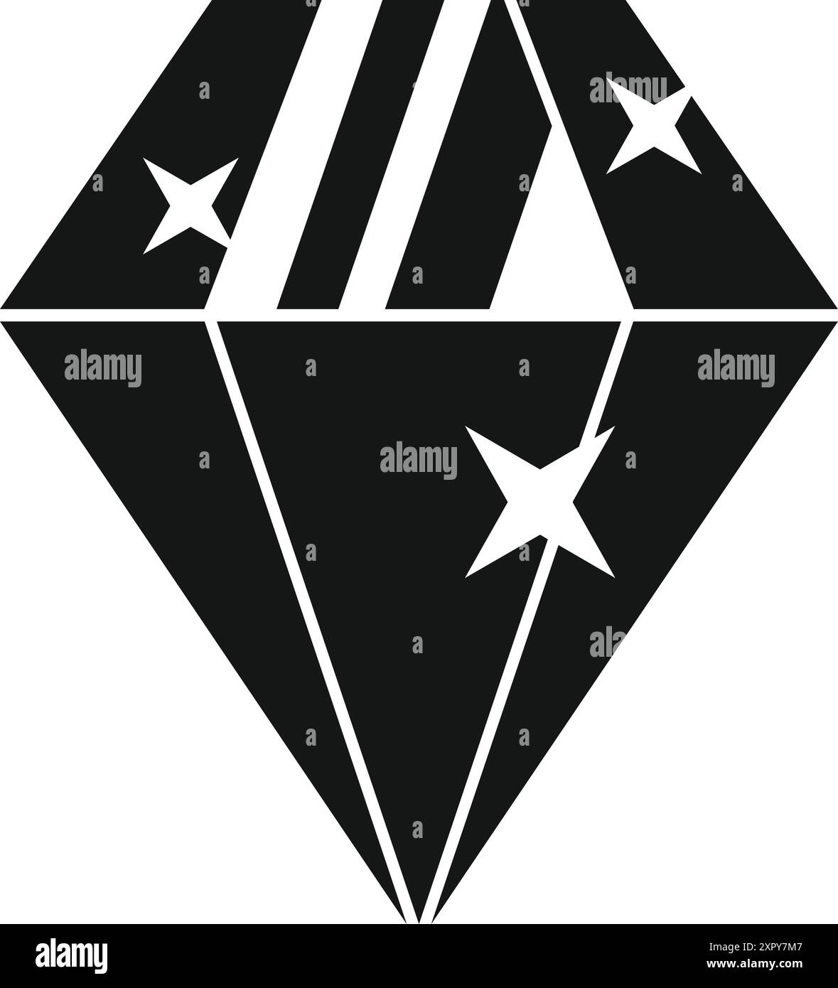 Black diamond shining with three stars icon in simple style isolated on ...