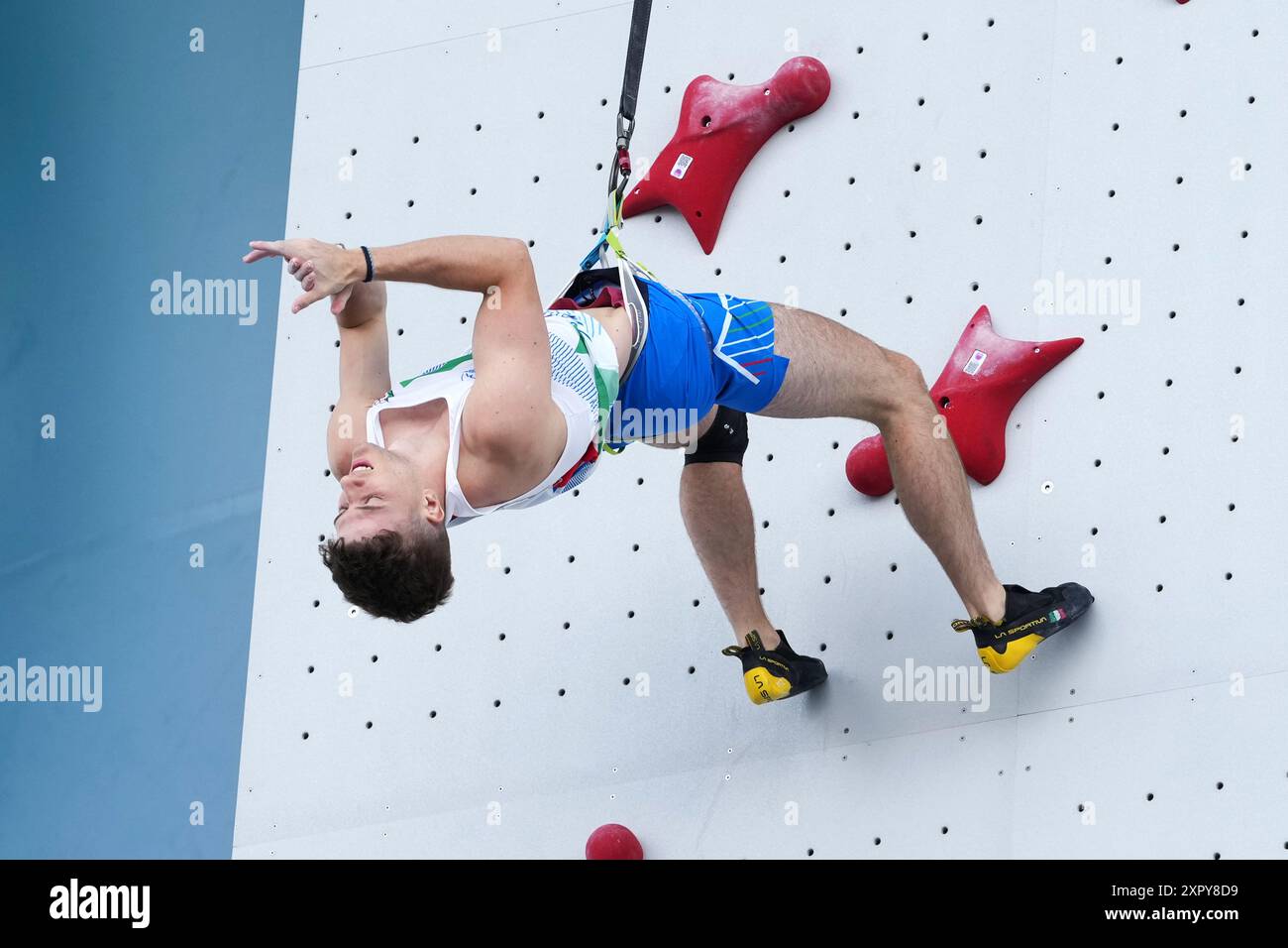 Matteo Zurloni of Italy loses the menÕs quarterfinal speed climbing at ...
