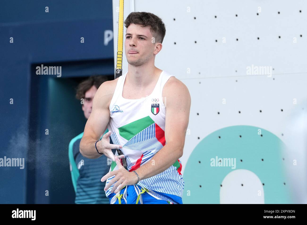 Matteo Zurloni of Italy loses the menÕs quarterfinal speed climbing at ...