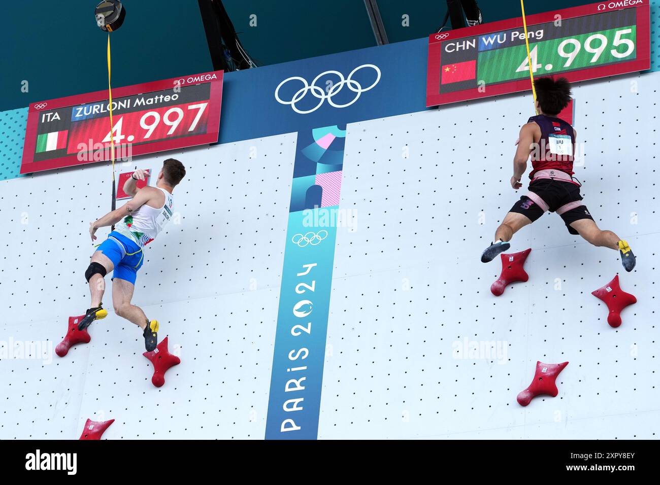Matteo Zurloni of Italy loses the menÕs quarterfinal speed climbing at ...