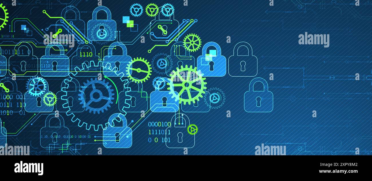 Secure digital background. Virtual confidential, programming protection ...