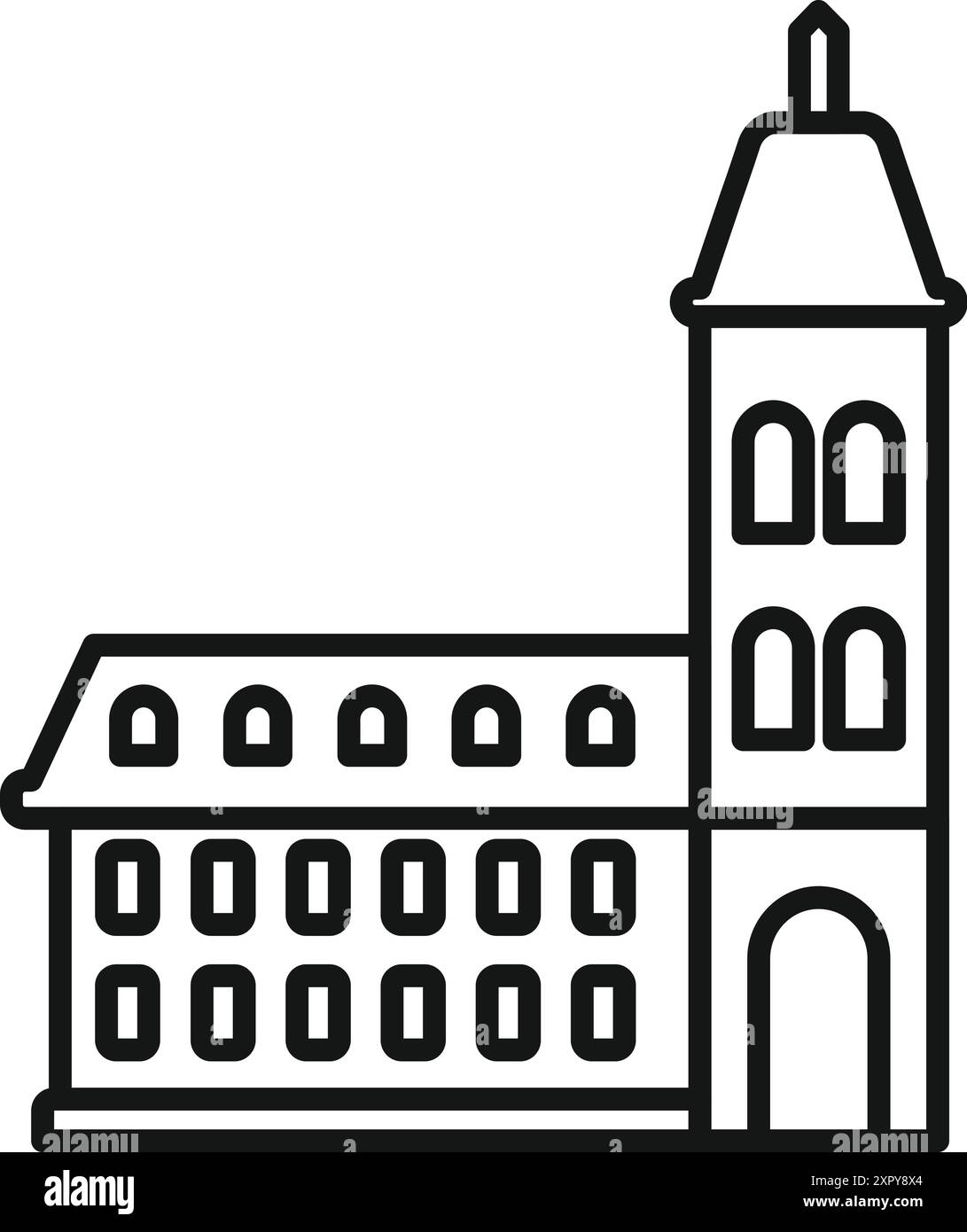 Simple icon of a large city hall building with a clock tower Stock ...