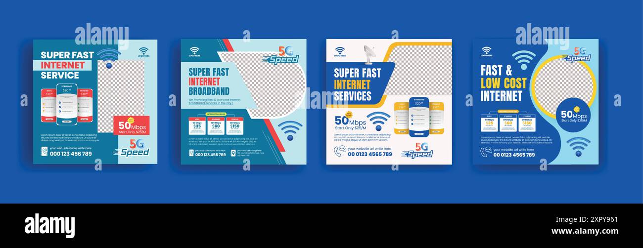 Internet connection service social media posts, ads, banner template ...
