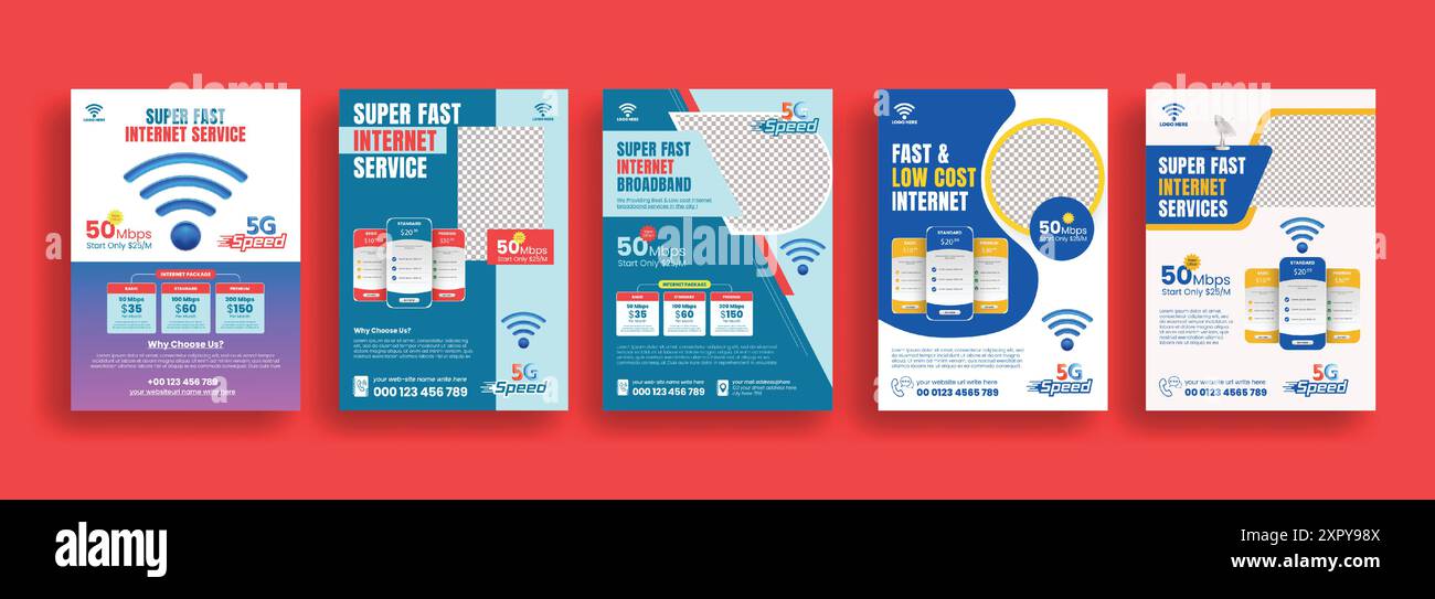 Telecom and fiber Cable service flyer or poster template design Stock ...