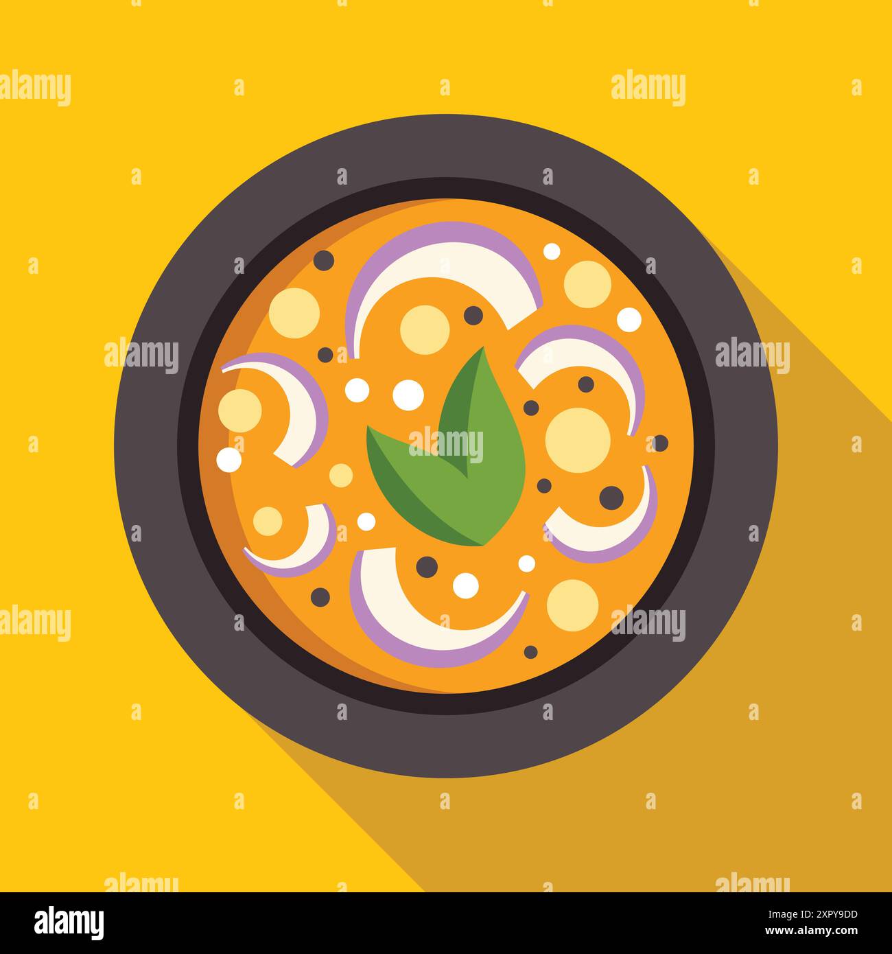 Illustration of indian food dal serving in a round bowl on a yellow ...