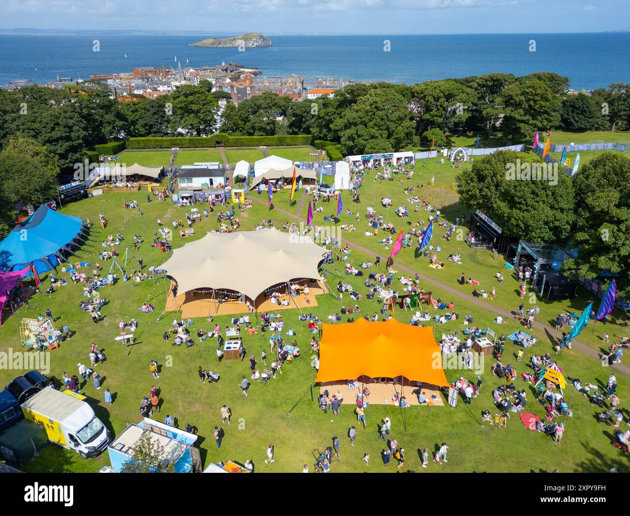 North Berwick, Scotland, UK. 3rd August 2024. Aerial view of the Fringe ...