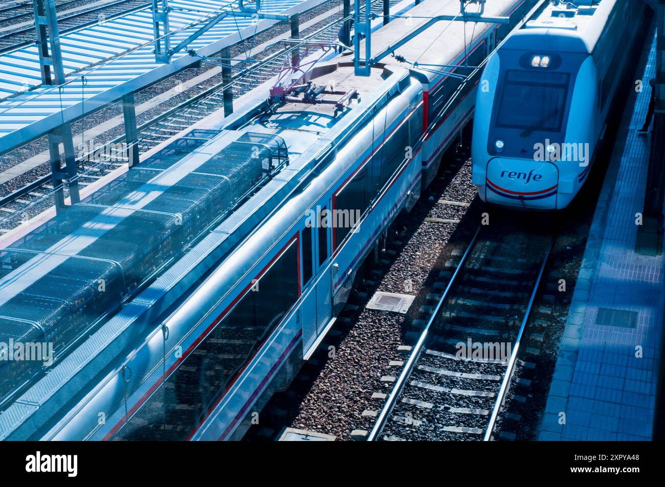 Trains at railway station. View from above Stock Photo - Alamy