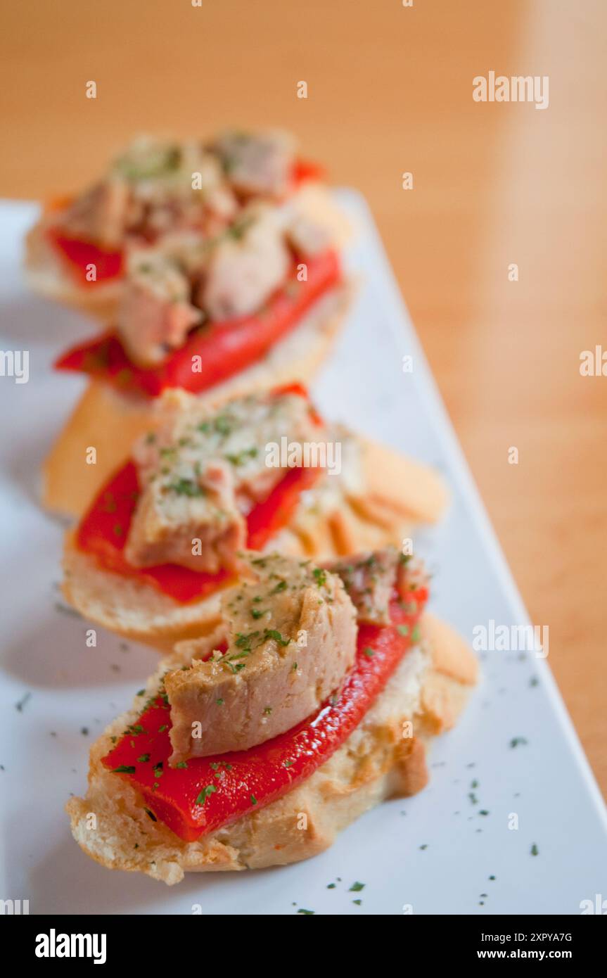 Tuna and red pepper tapas. Spain Stock Photo - Alamy