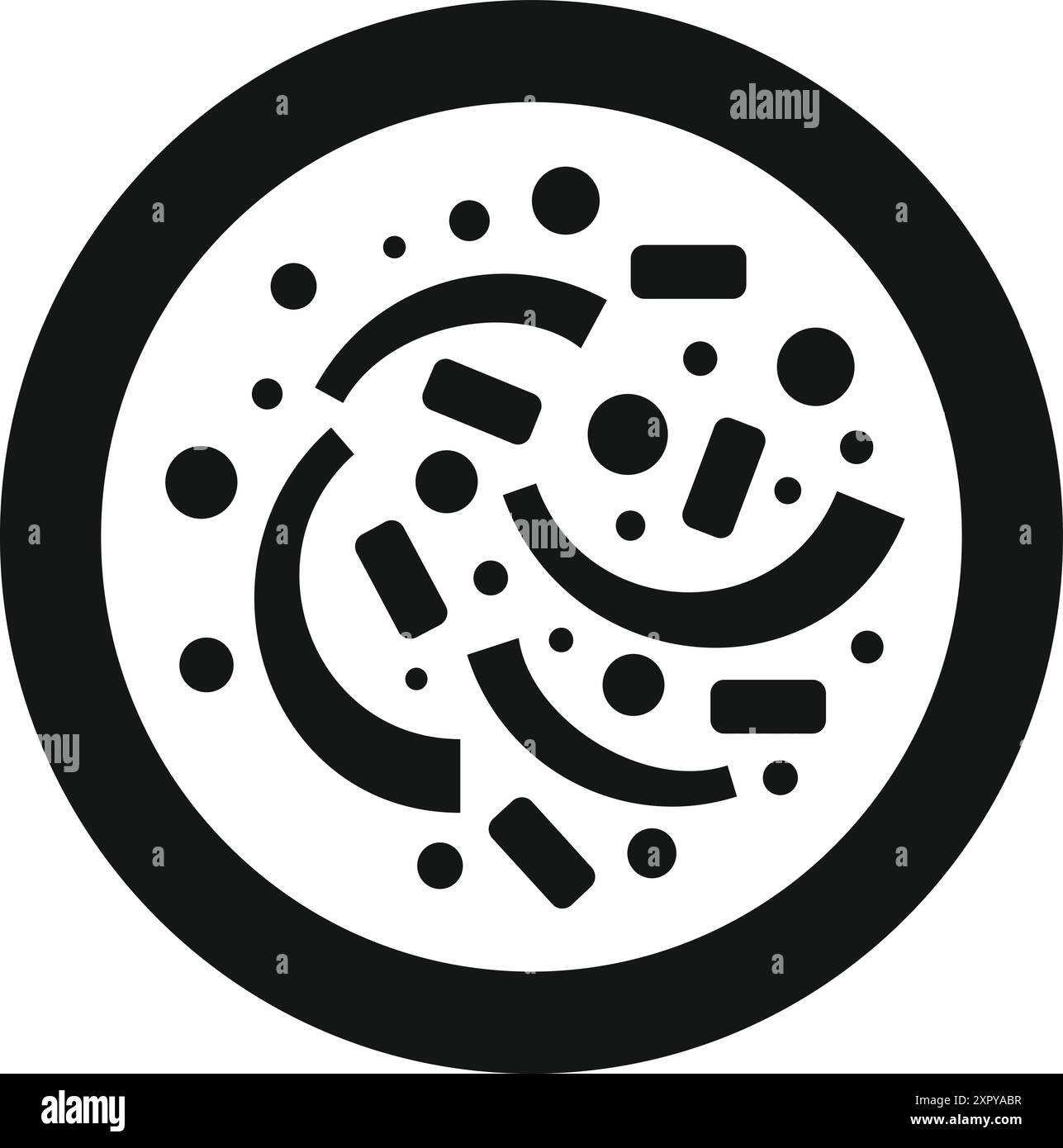 Simple black and white icon depicting bacteria or virus microorganisms ...