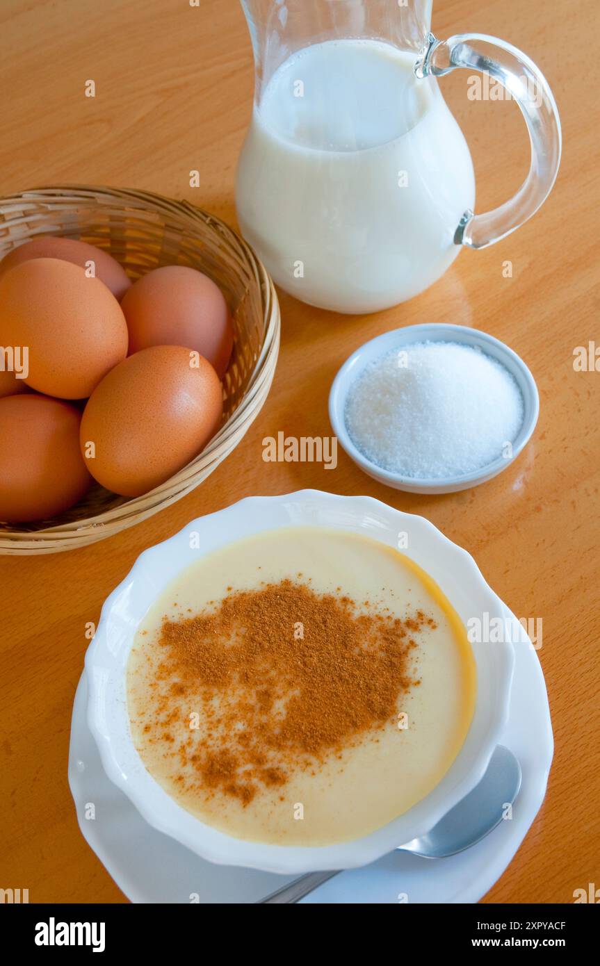 Natillas, typical dessert made of milk, eggs and sugar. Spain Stock ...