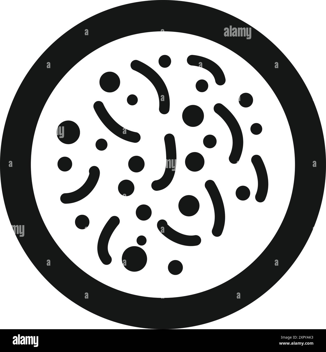 Black and white icon of a petri dish with bacteria growing in it Stock ...