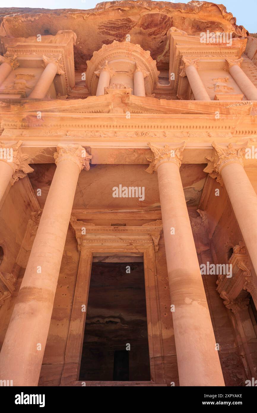 Ruins of the ancient Nabatean city of Petra, in the Wadi Musa desert in ...