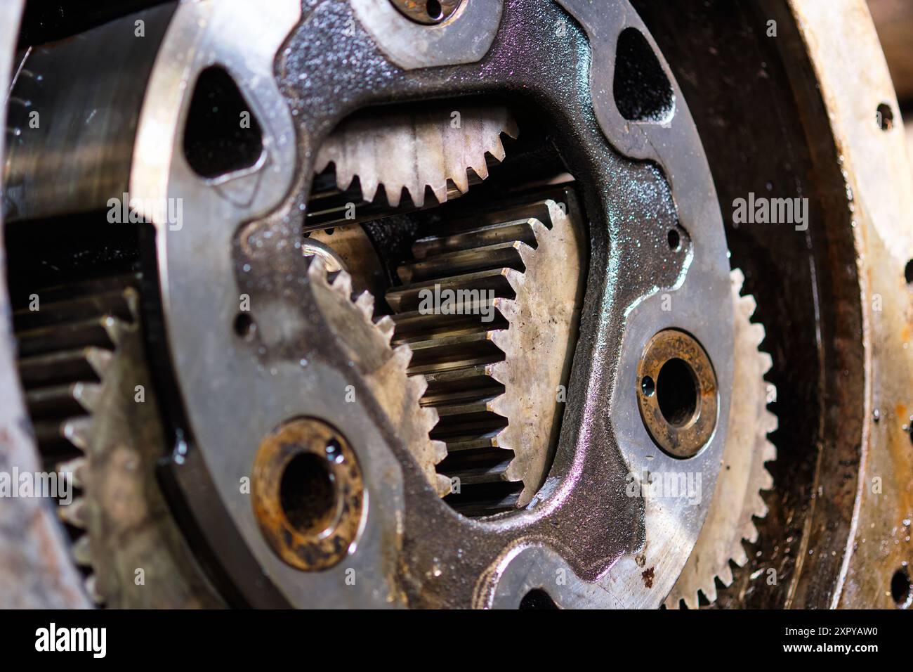The gear connection of the gears in the gearbox. The concept of ...