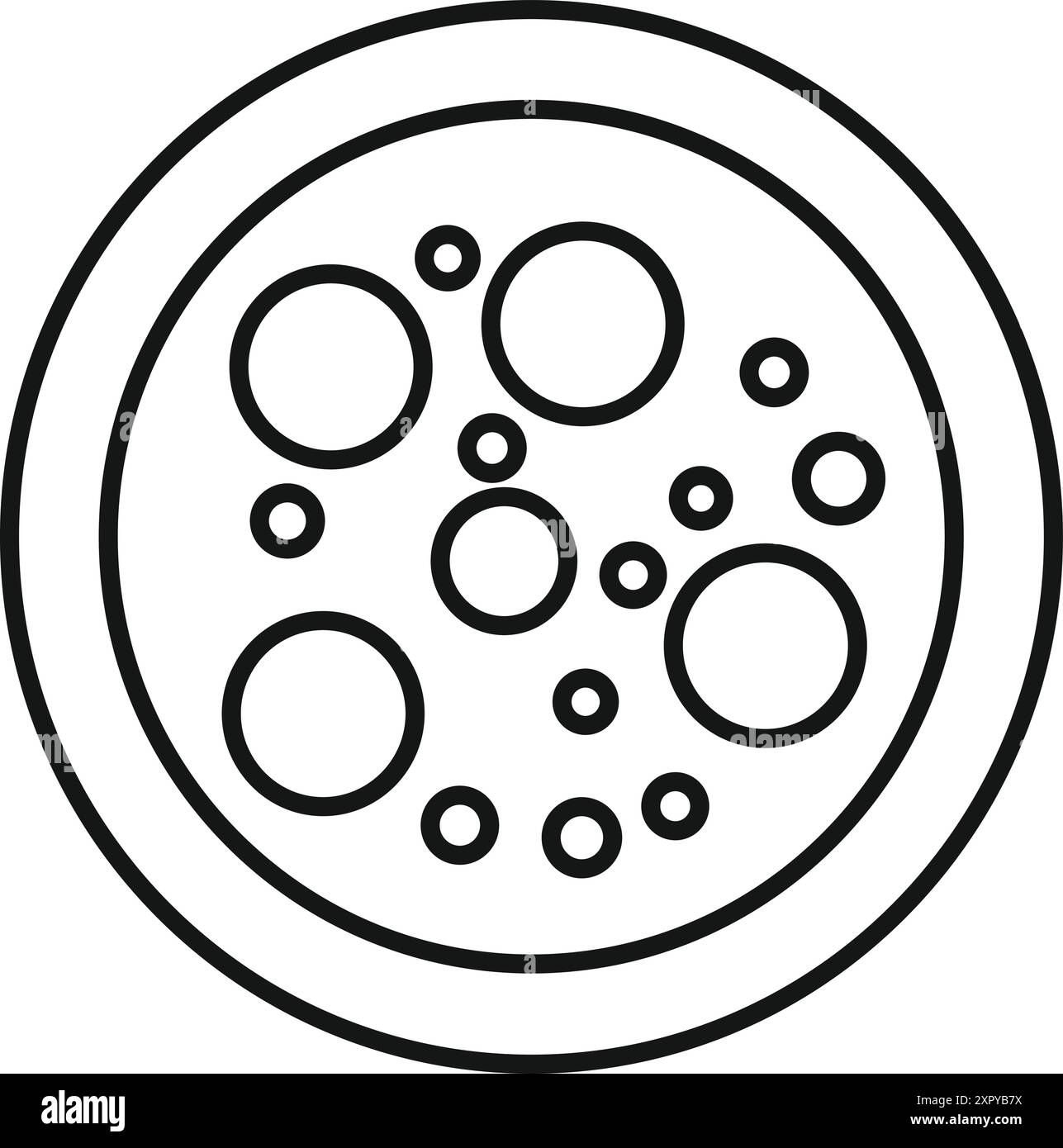 Round petri dish with colony of bacteria growing inside line icon Stock ...