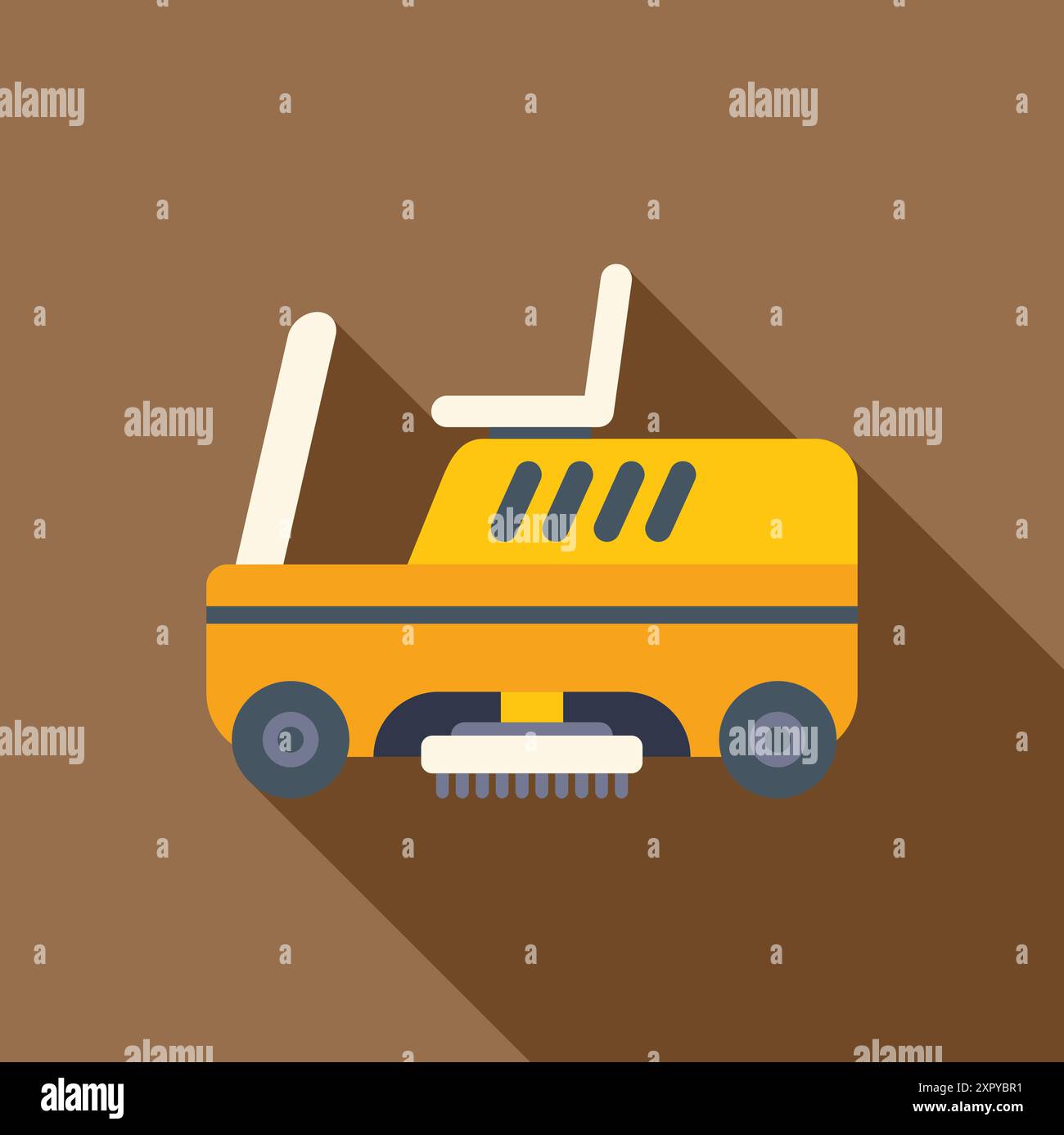 Street sweeper truck cleaning road maintaining city hygiene in flat ...