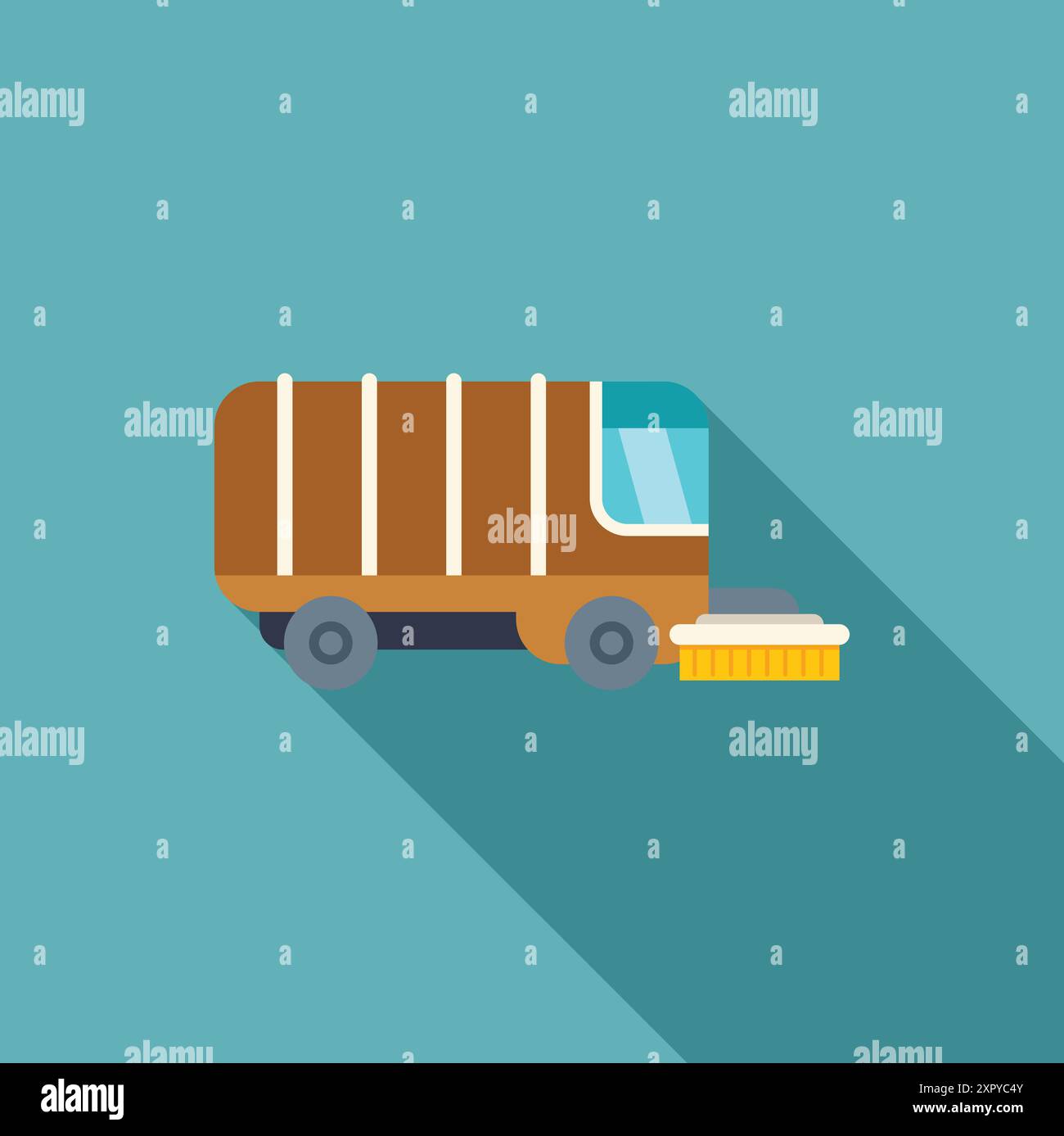 Illustration of a street sweeper truck cleaning road, public transport ...