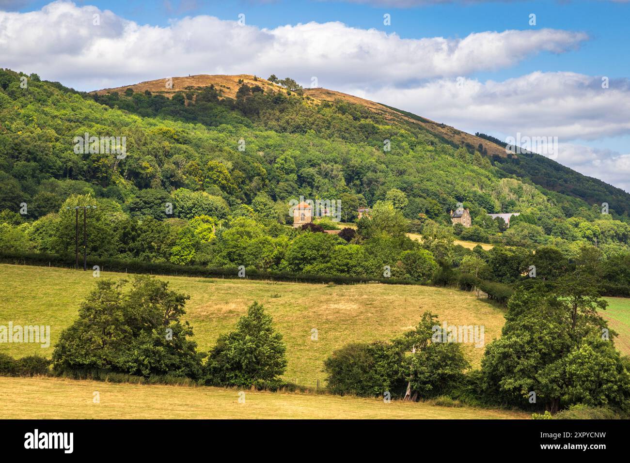 Black Hill and Pinnacle Hill with the Bell tower of Little Malvern ...