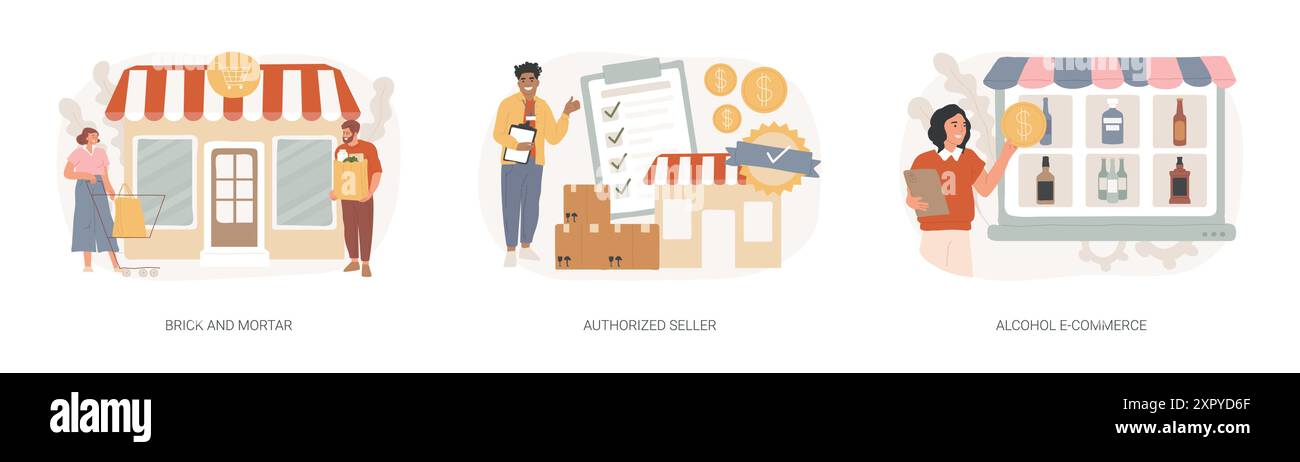 Retail business isolated concept vector illustration set Stock Vector ...