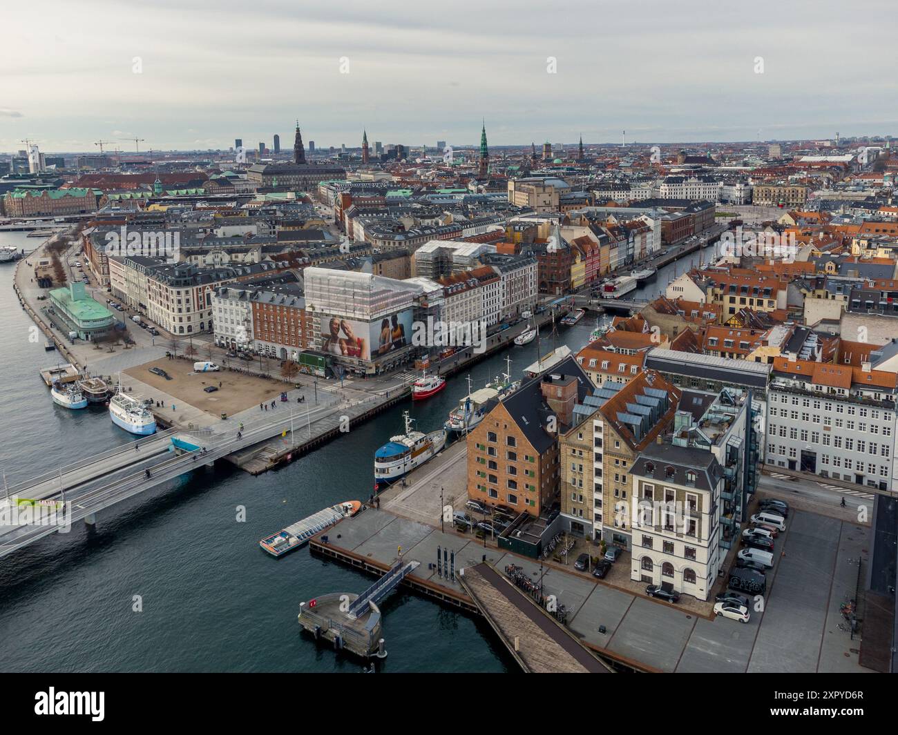 Copenhagen, Denmark - February 22 2022: Aerial view of the famous ...