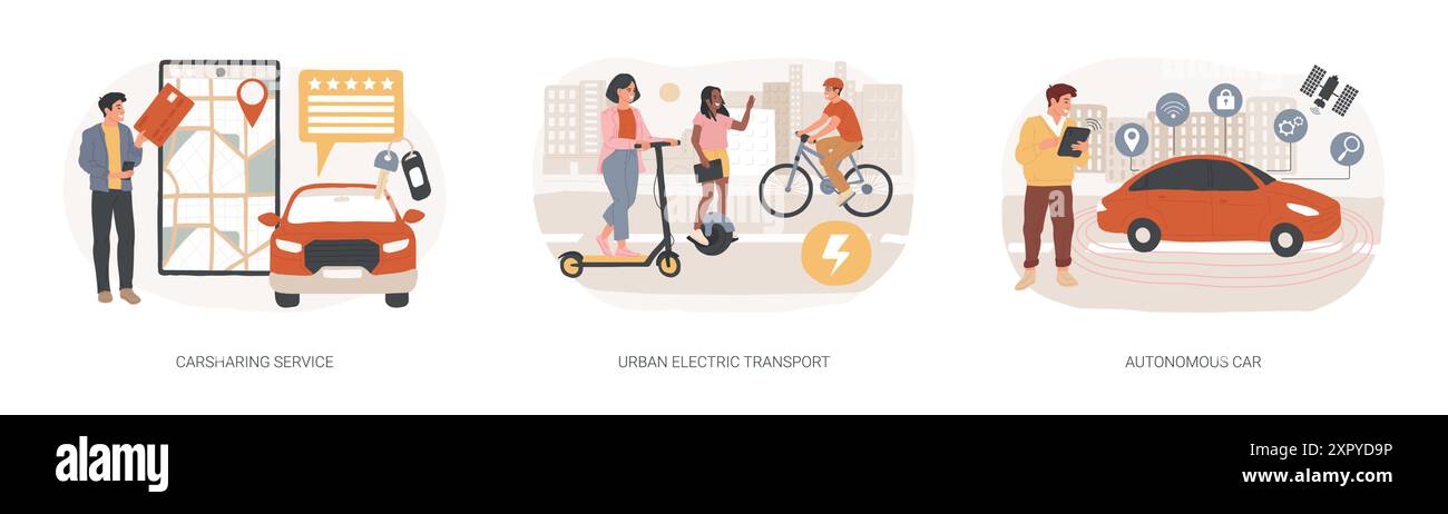 Urban transportation isolated concept vector illustration set Stock ...