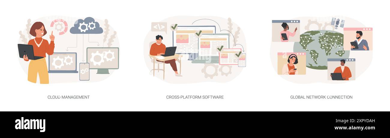 Global communication isolated concept vector illustration set Stock ...