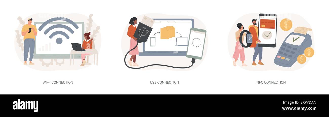 Device connectivity isolated concept vector illustration set Stock ...