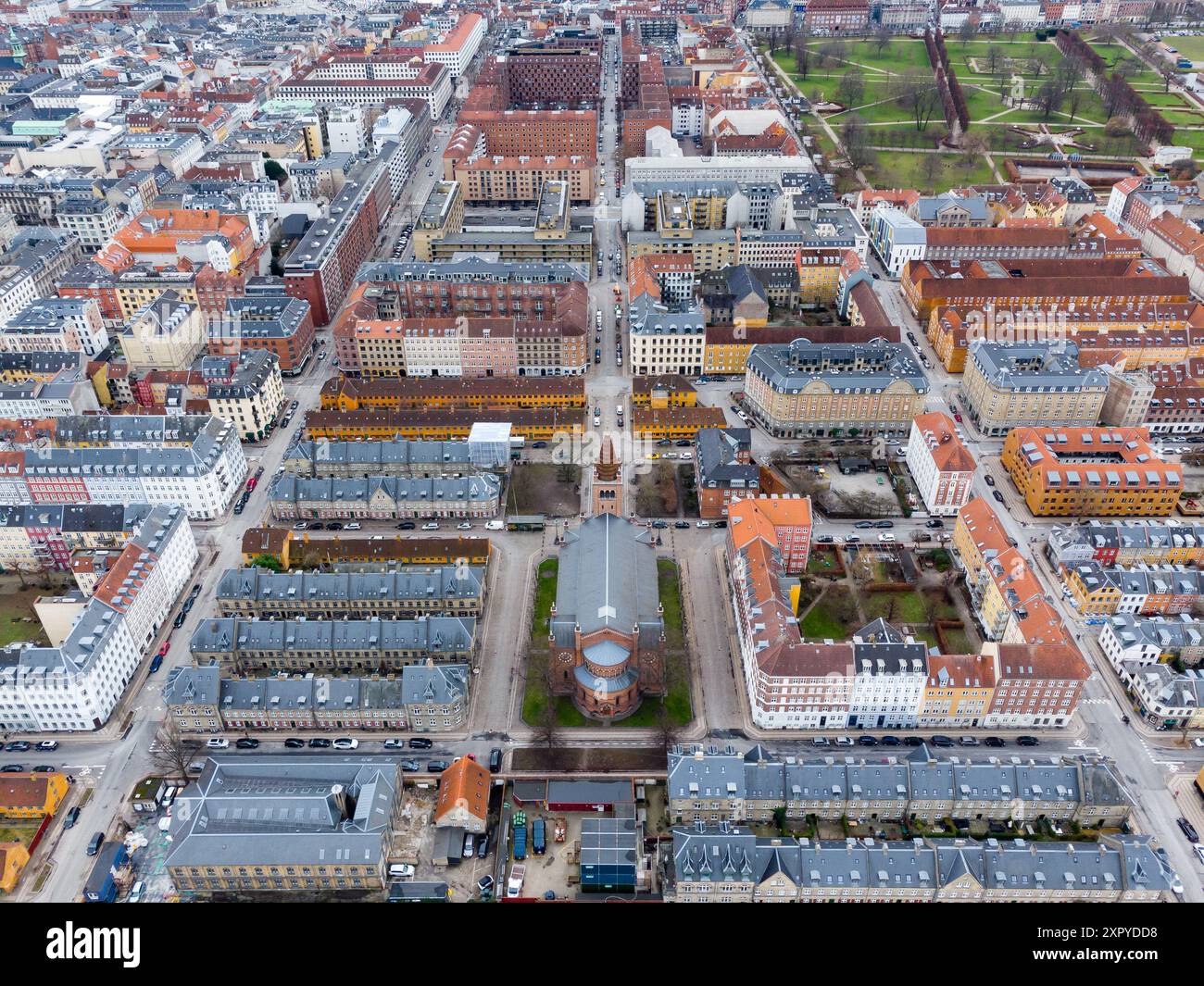 Copenhagen, Denmark: Aerial view of the Copenhagen historic city center ...