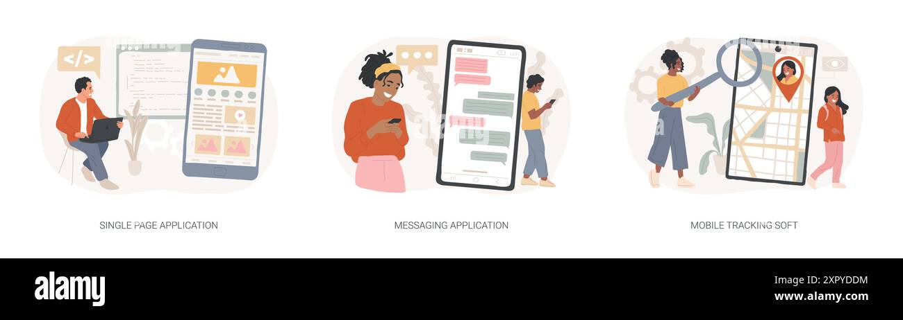 Web development isolated concept vector illustration set Stock Vector ...